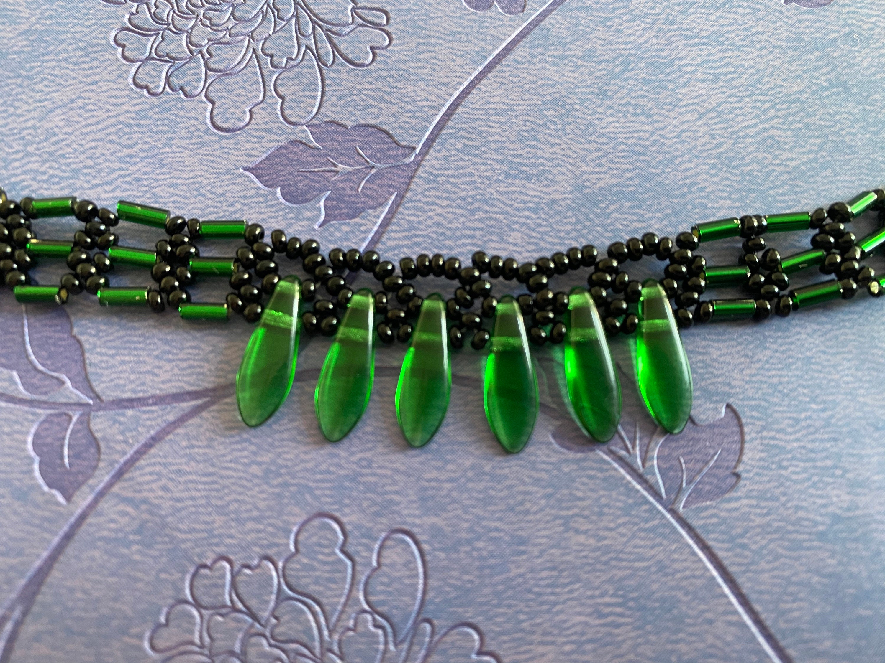 Elegant Emerald Green Beaded Necklace. Length: 50-54cm. - Etsy UK