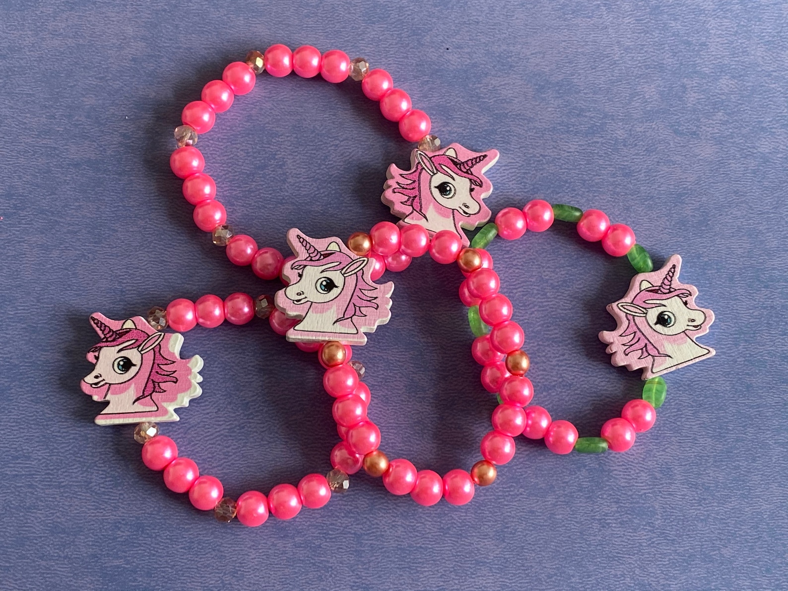 Unicorn Charm Bread Bracelet. Handmade. Various Sizes and Colours ...