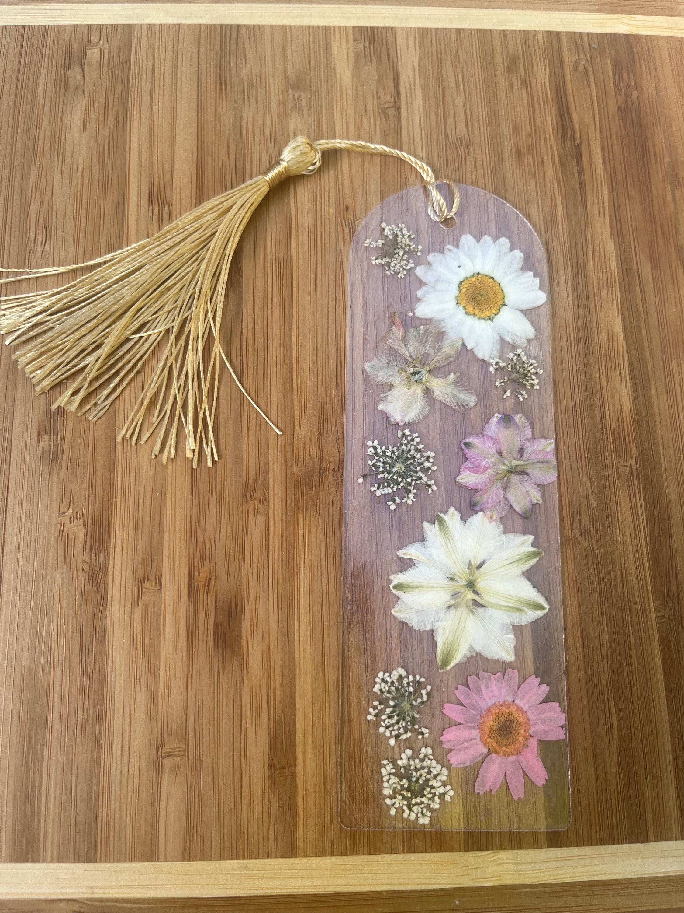 Set of 3 Pressed Flower Bookmarks With Tassel - Etsy