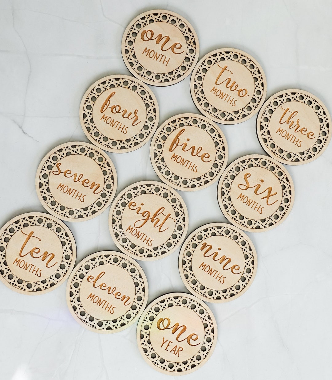 Baby Monthly Milestone Markers, Wood Milestone Disc, Baby Photo Props ...