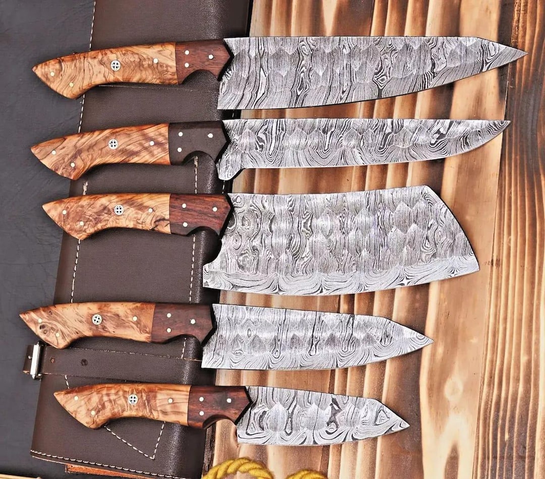 Damascus Chef Set, Hand Forged Damascus Chef Set,damascus Chef Knife ...