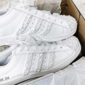 Adidas Wedding Superstar Sneakers Bride Pear Bling Shoes - Etsy