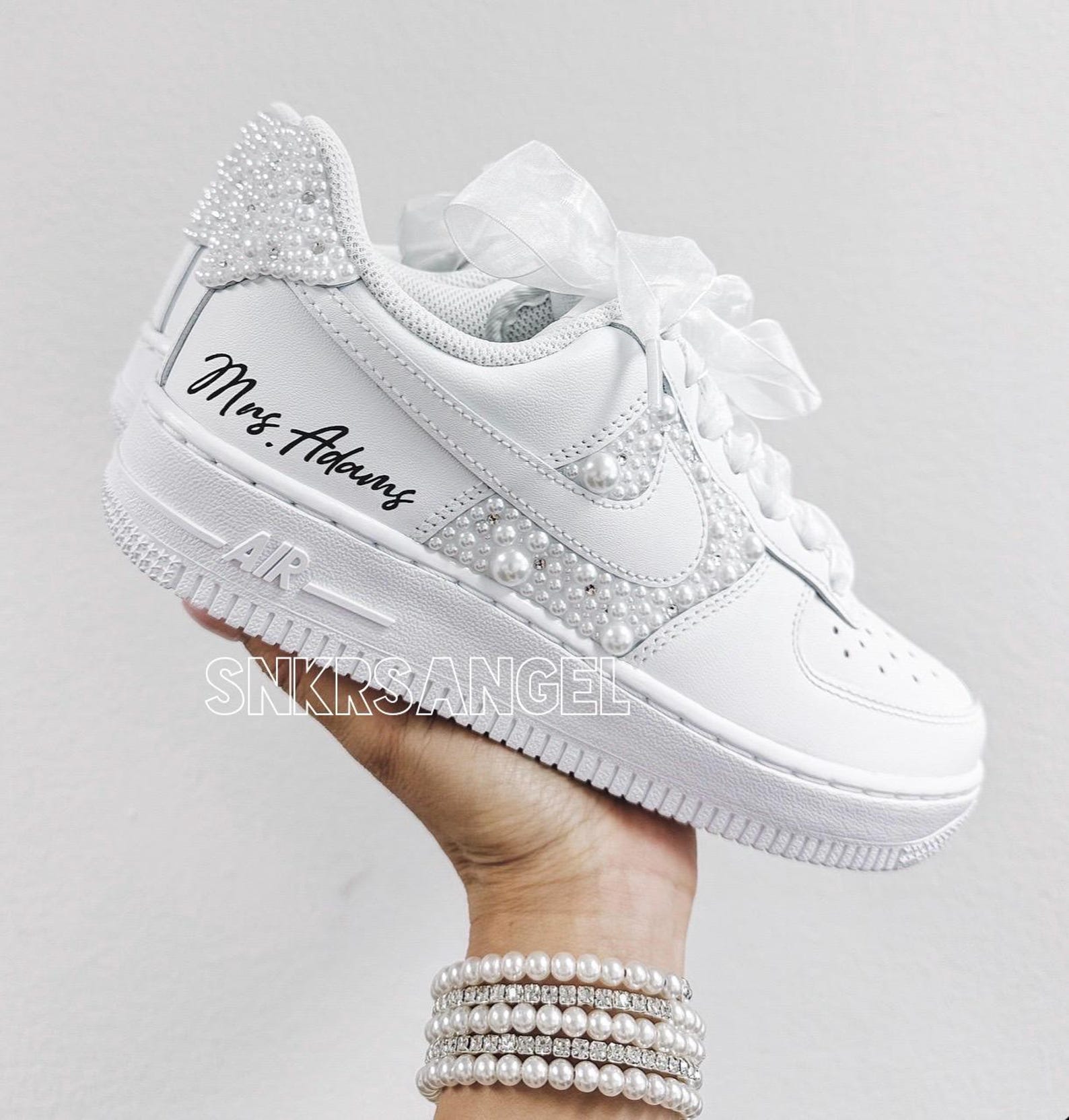 Nike Wedding Personalized Sneakers, Prom, Graduation Pearl Swarovski ...