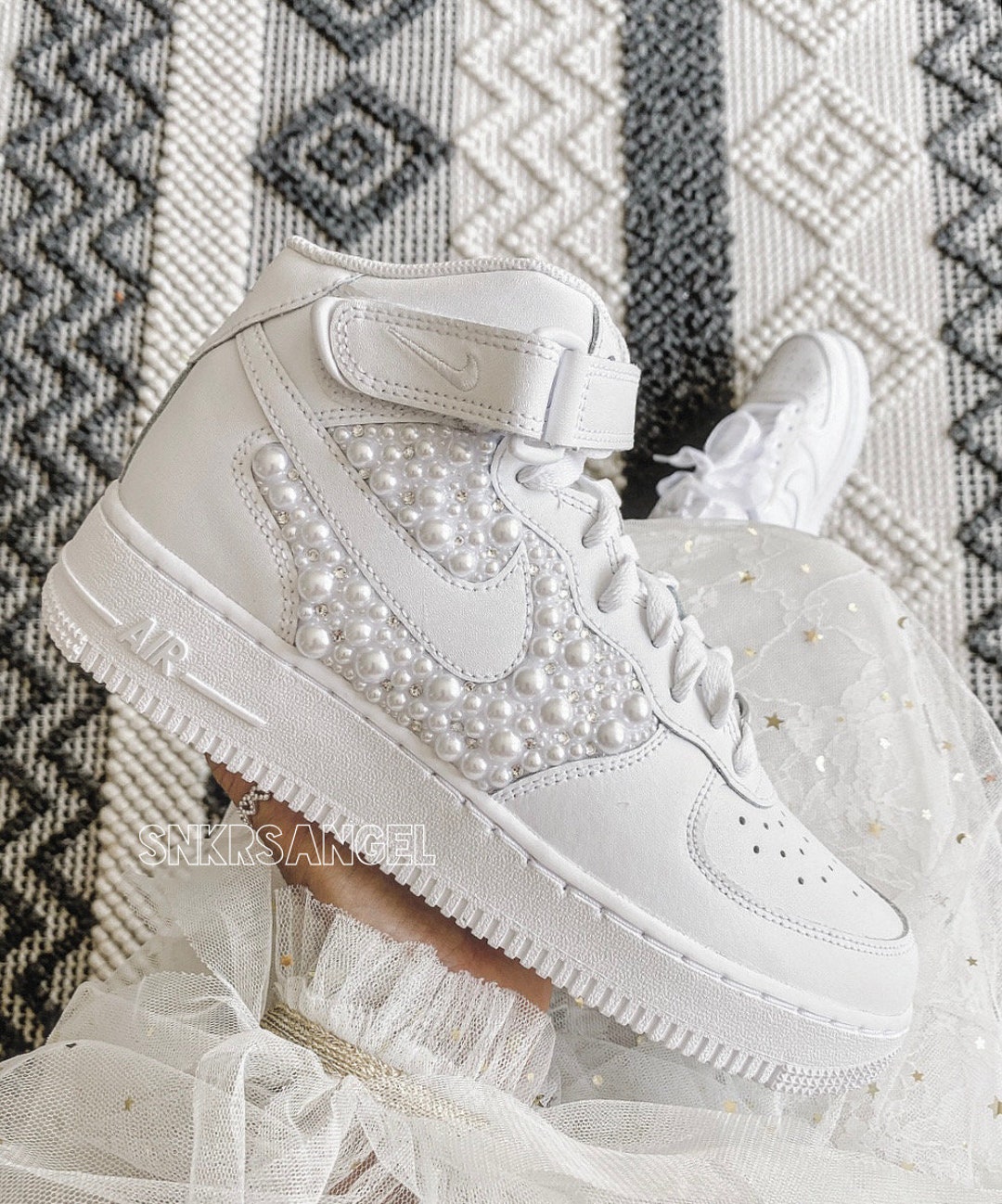 Nike Wedding Personalized Sneakers, Prom, Graduation Pearl Swarovski ...