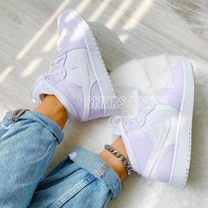 Custom Nike Air Jordan 1 Mid Lilac Lavender - Etsy