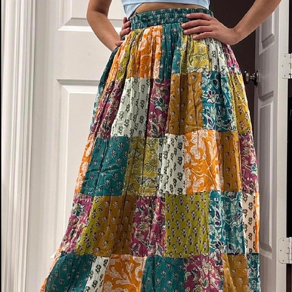 Long Patchwork Skirt - Etsy