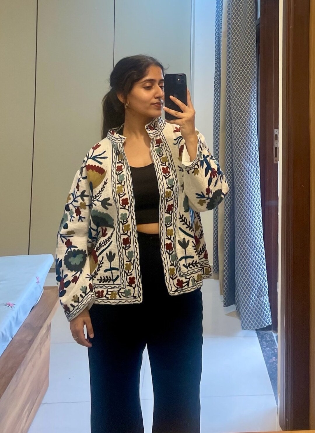 Cotton Suzani Hand Embroidery Jacket, TNT Jacket, White Women Wear ...