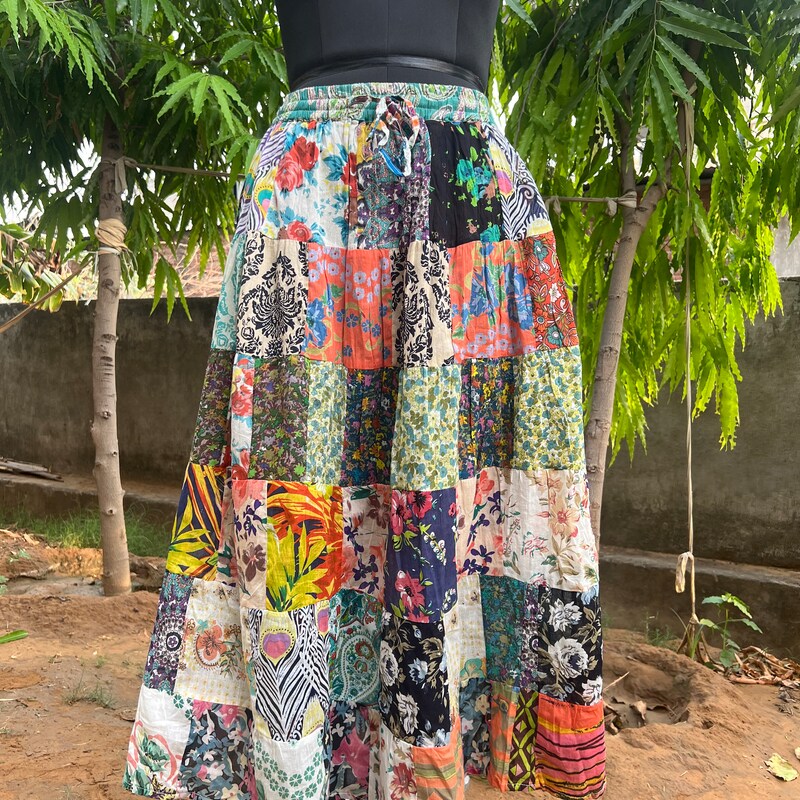 Long Patchwork Skirt - Etsy