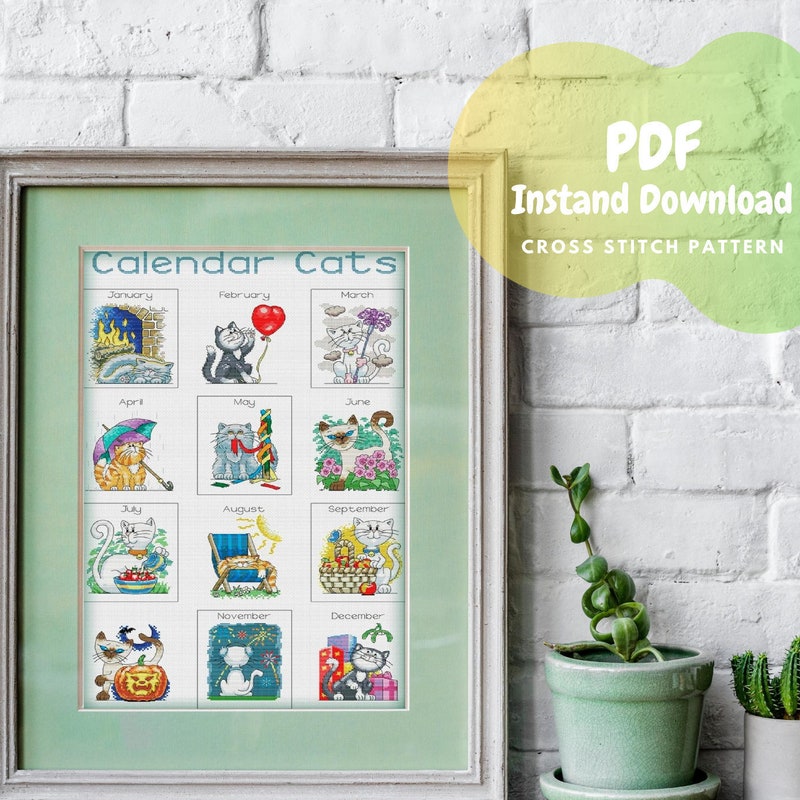 Cat Cross Stitch Calendar - Etsy