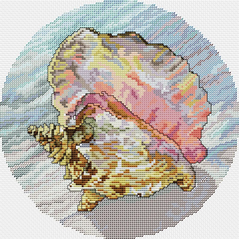 Easy Cross Stitch Pattern, Shell Design, Watercolor Sea Shell Counted ...