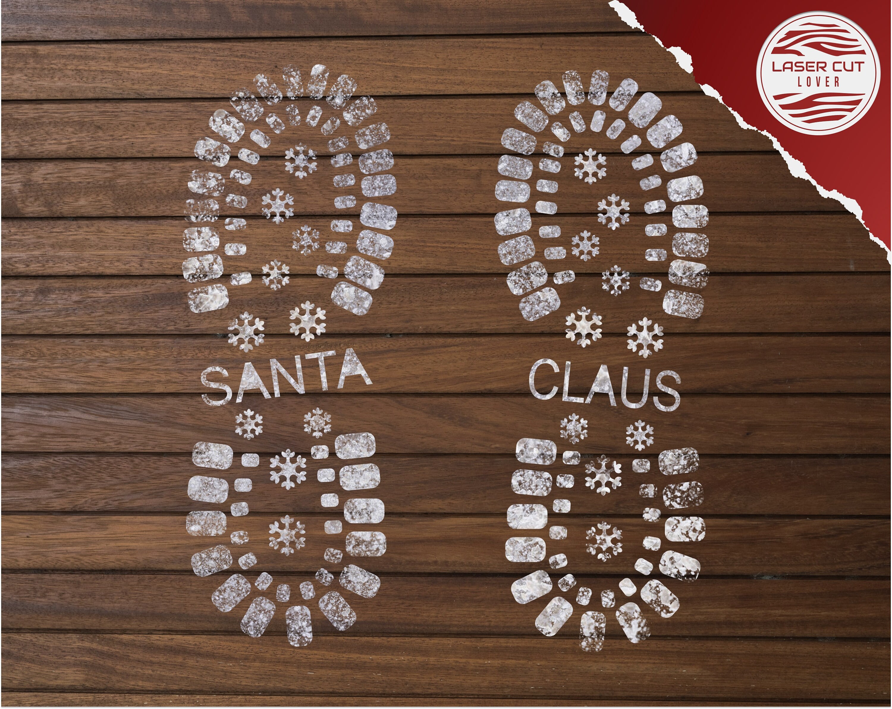 Santa Boot Print Laser Cut File SVG, Christmas Stencils, Santa's Boot ...