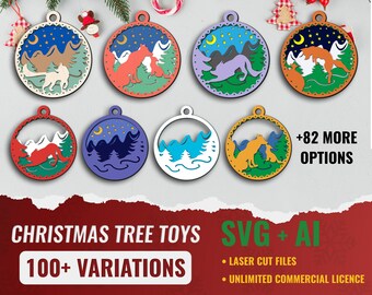 Christmas Tree Toys SVG Bundle, Laser File Glowforge Project, Ball With ...