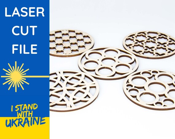 Coasters Set Laser Cut Ready Coaster Svg File Digital Download | Etsy