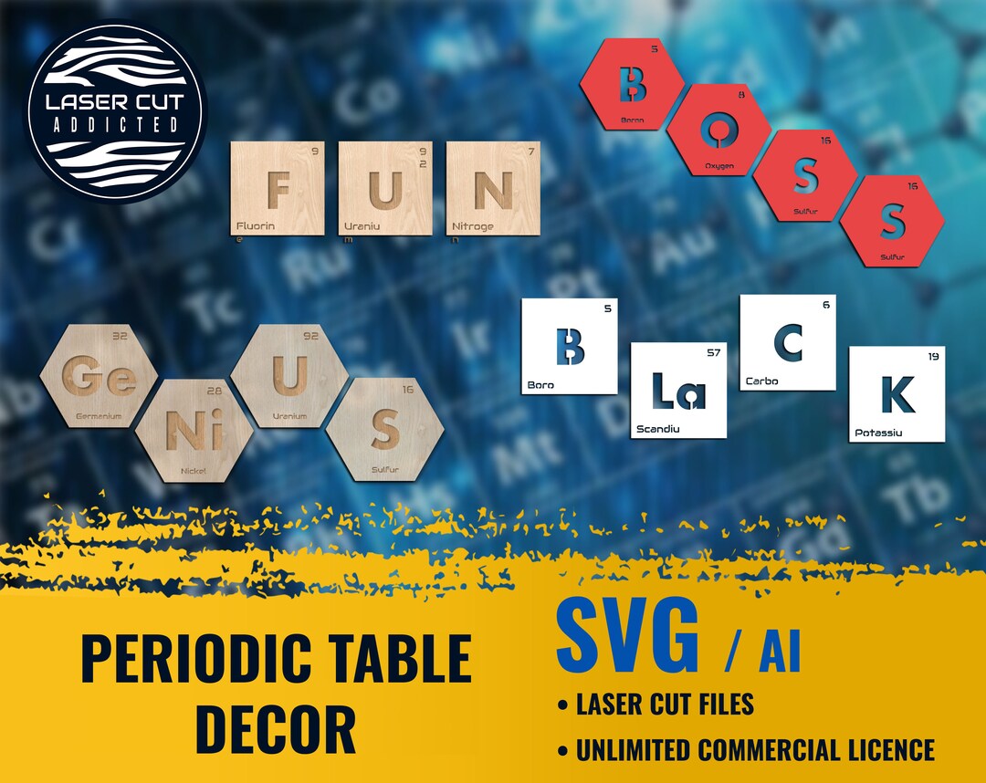 Periodic Table Laser Svg File Laser Cut Elements Wall Decor Letters ...