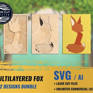 Laser Cut Fox Svg File Glowforge File Laser Cutting Design 2 Designs ...