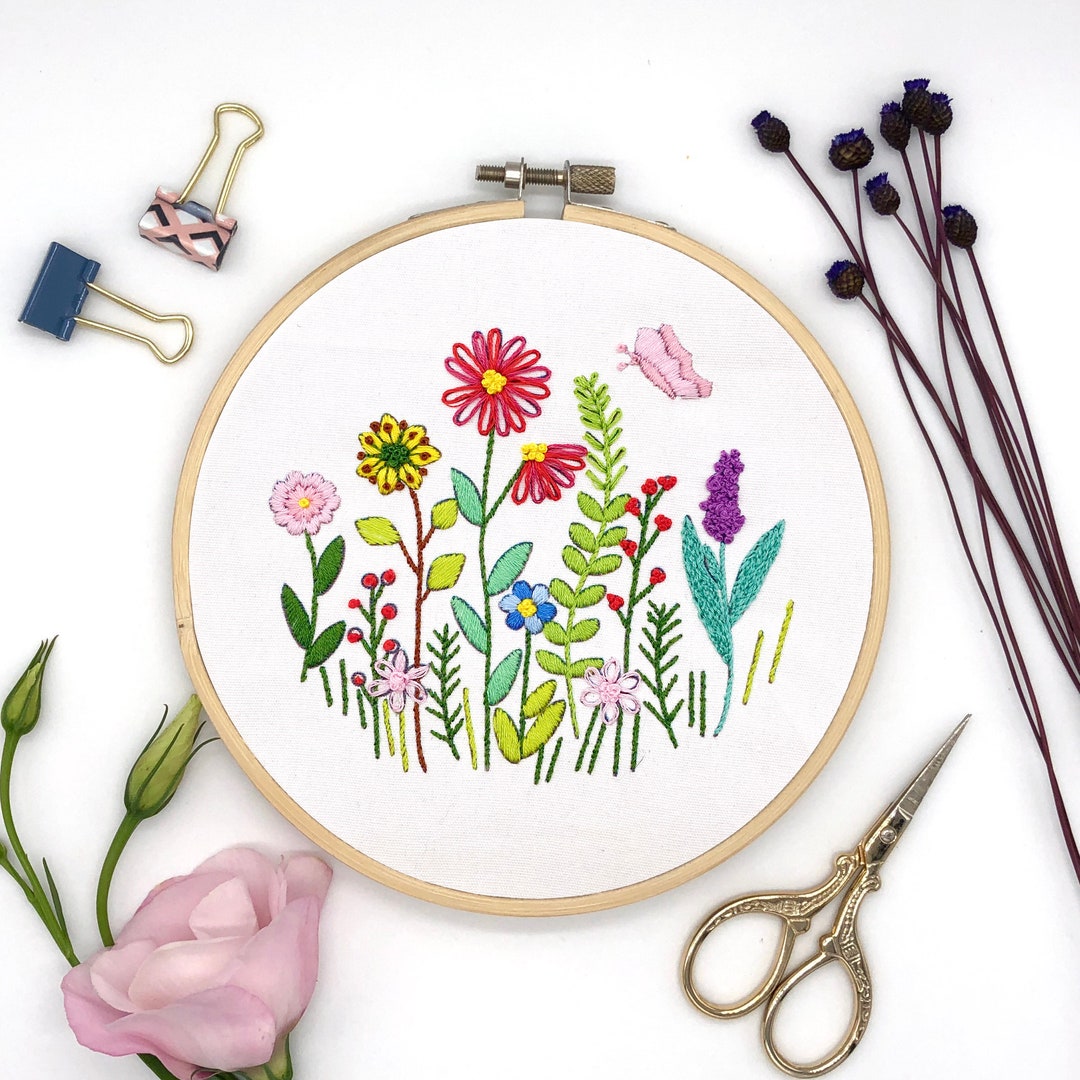 Embroidery Kit flower Meadow for Beginners / Embroidery Template on ...