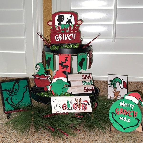 Grinch Tier Tray Decor - Etsy