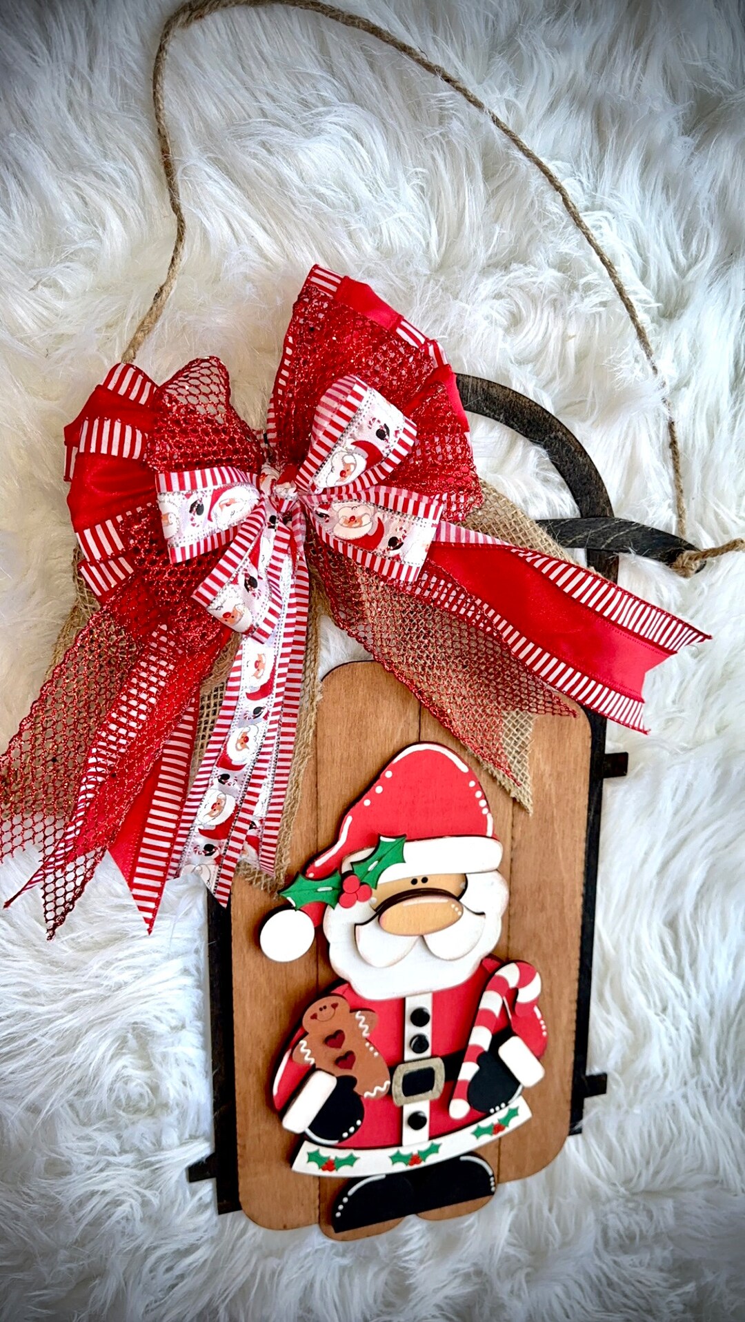 Santa Clause, Vintage Christmas Sled, Christmas Decor, Door Hanger ...