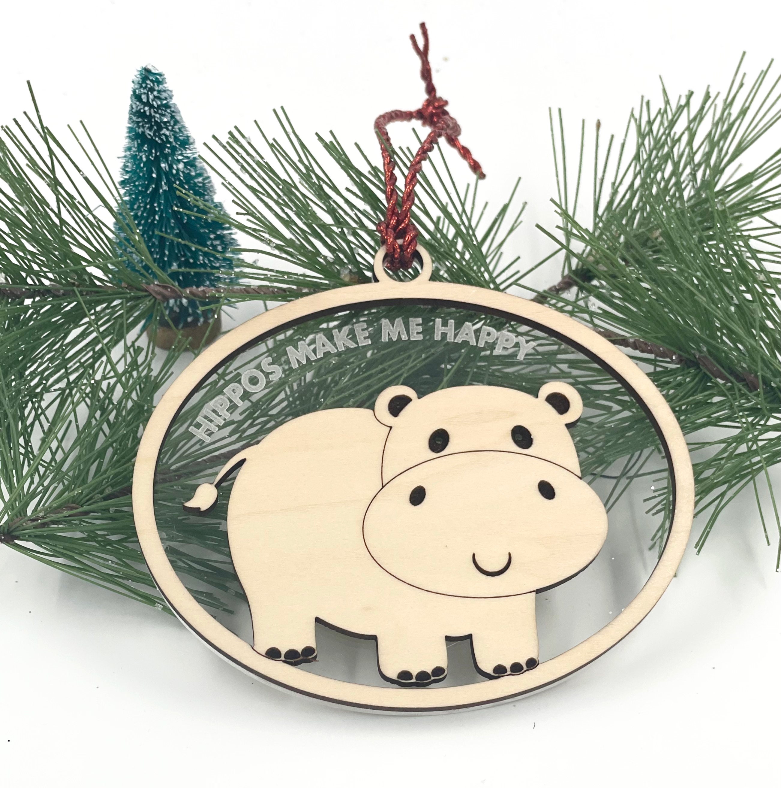Laser Cut Hippo Christmas Ornament: 'hippos Make Me Happy' - Etsy