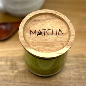 Matcha Tea Storage Container • Glass Matcha Jar With Acacia Wood Lid ...