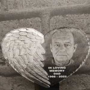 Feather Heart Memorial Grave Marker for Cemetery - Etsy