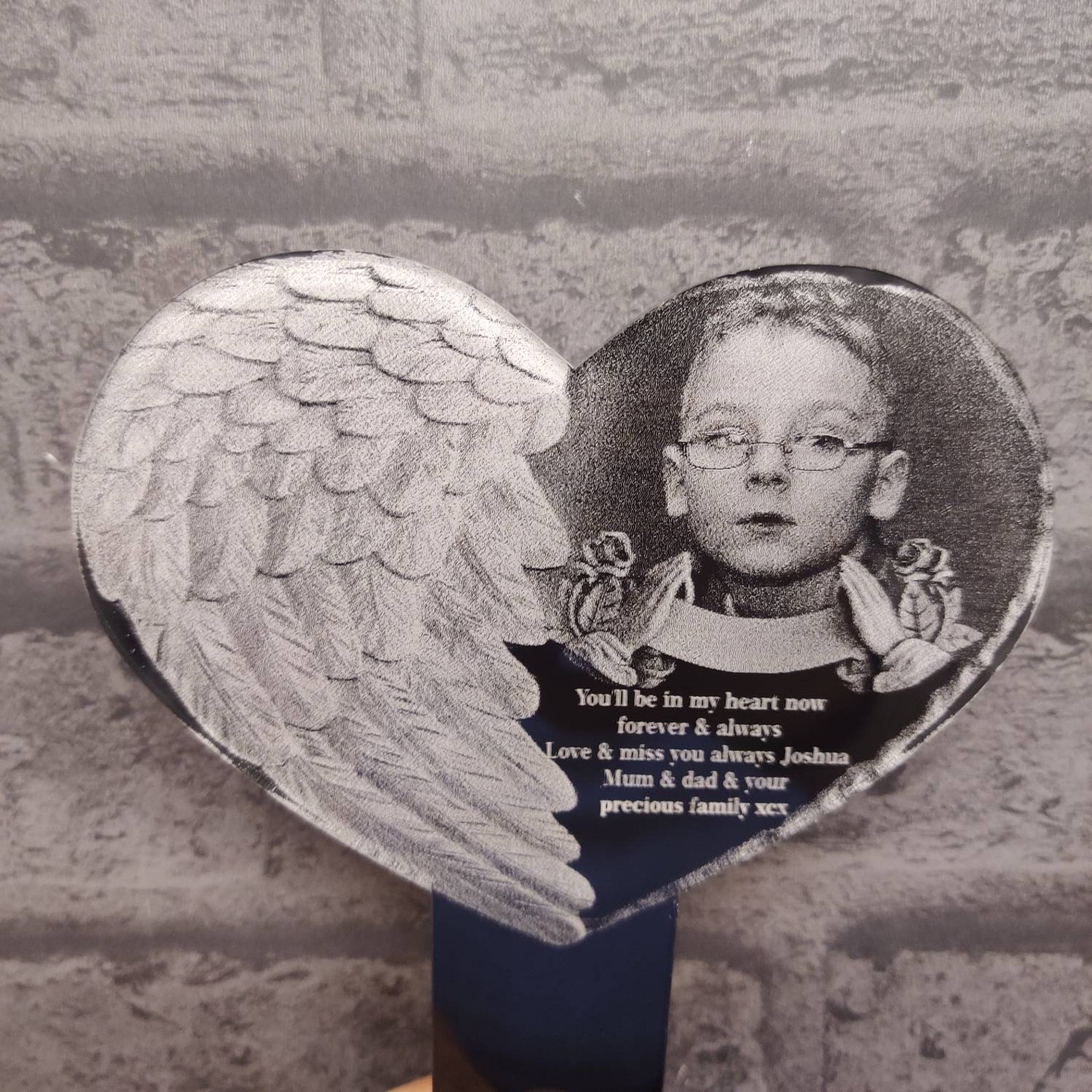 Feather Heart Memorial Grave Marker for Cemetery - Etsy