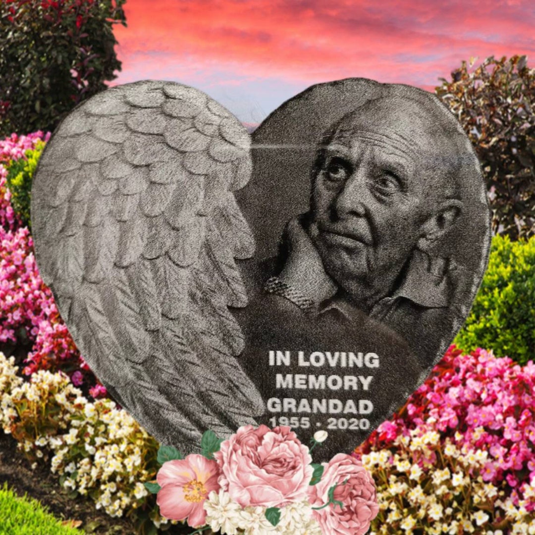 Feather Heart Memorial Grave Marker for Cemetery - Etsy