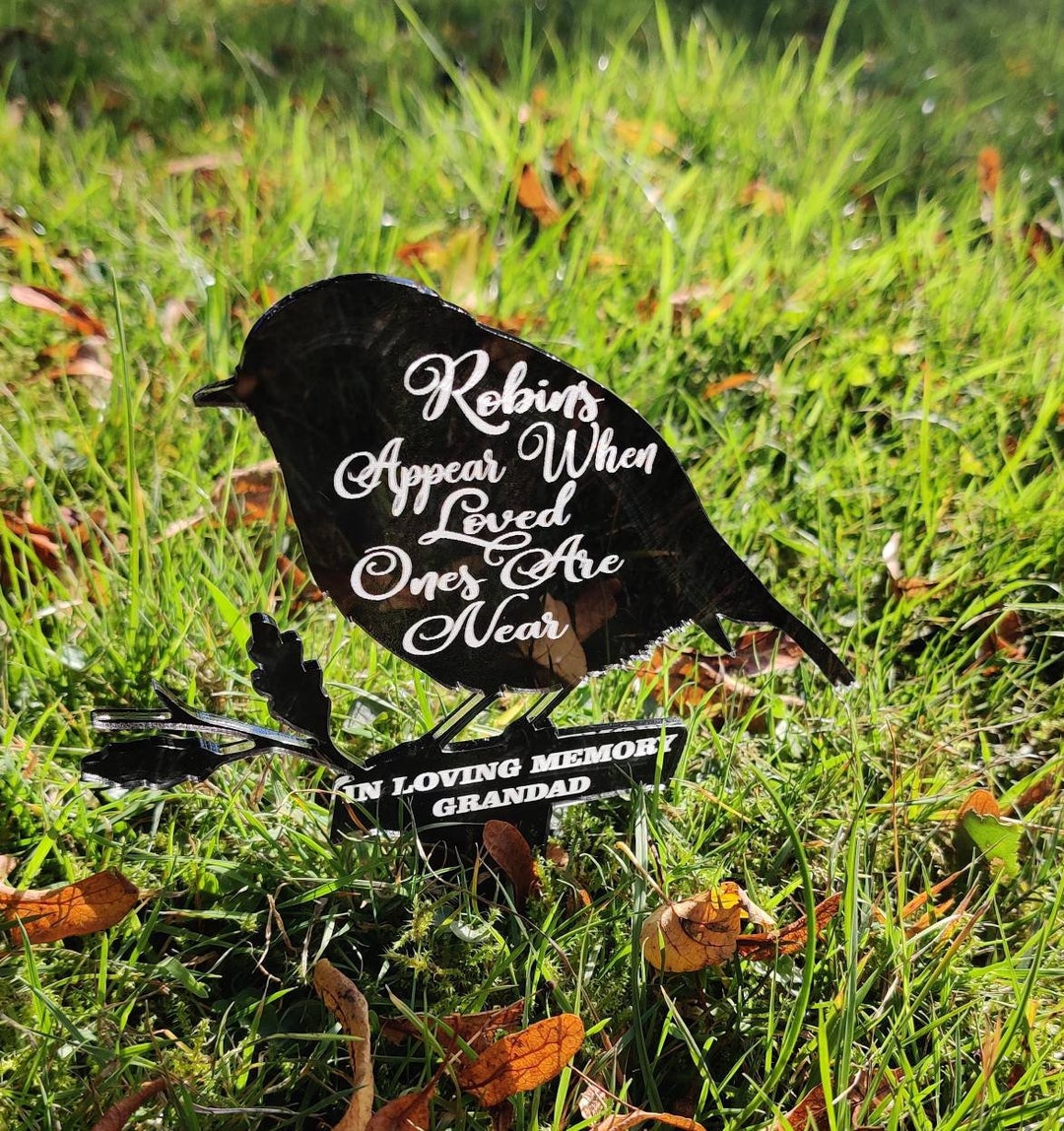 Robins Memorial Plaque, Grave Marker, Sentimental Cemetery Decoration ...