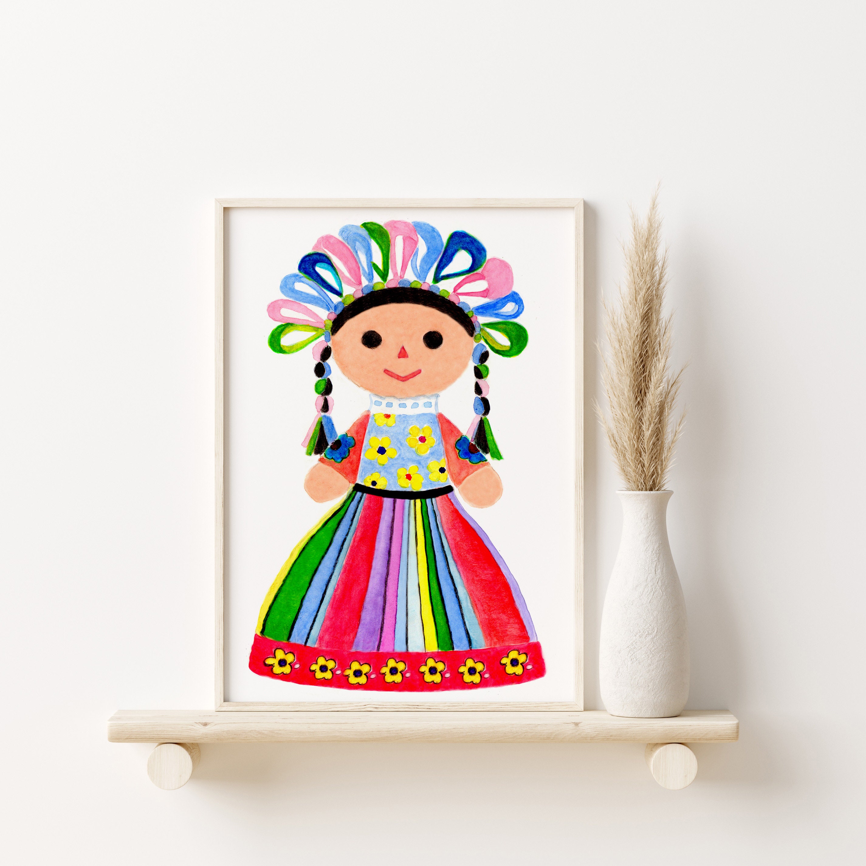 Mexican Lele Printable Painting, Muneca Mexicana Impresion Digital ...