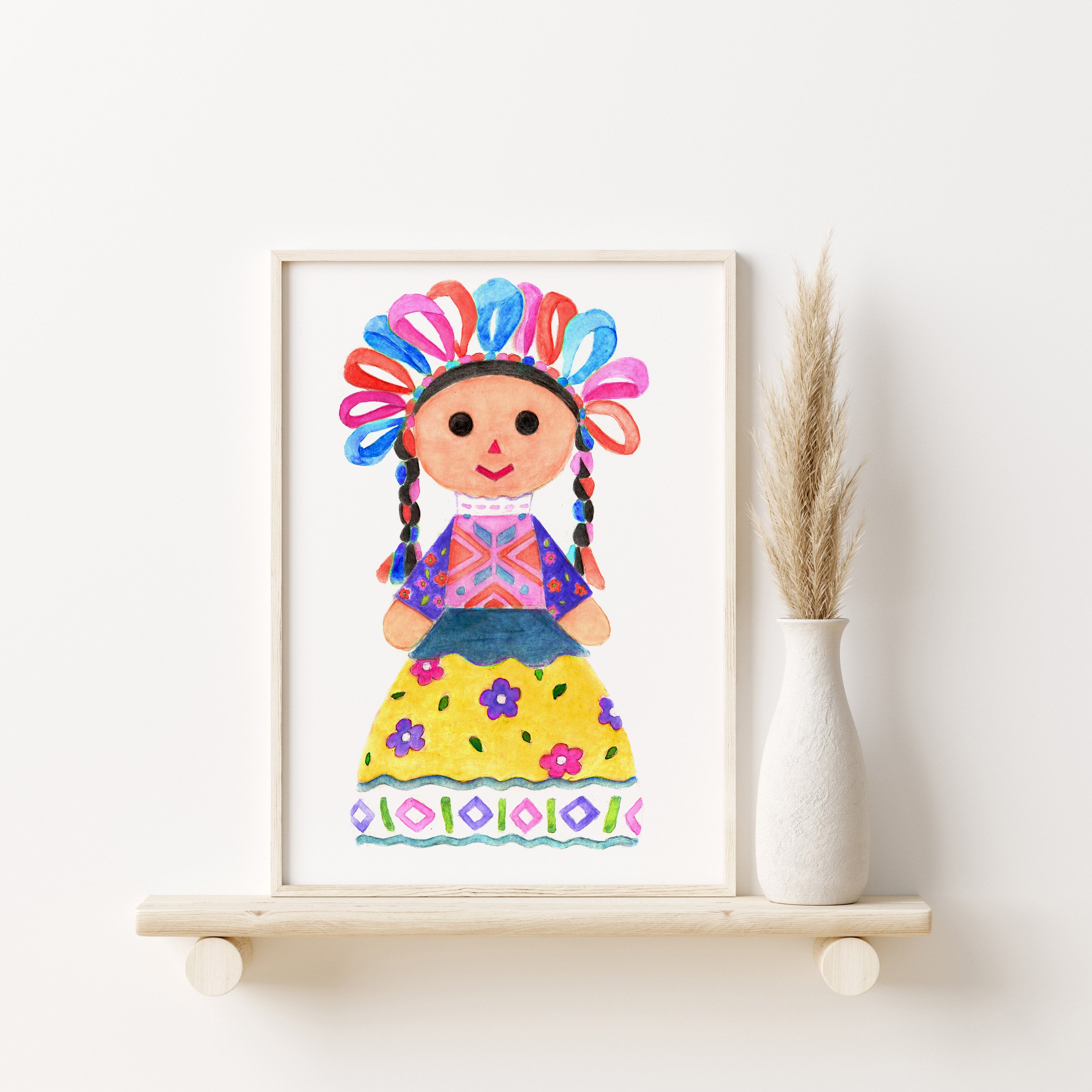 Mexican Lele Printable Painting, Muneca Mexicana Impresion Digital ...