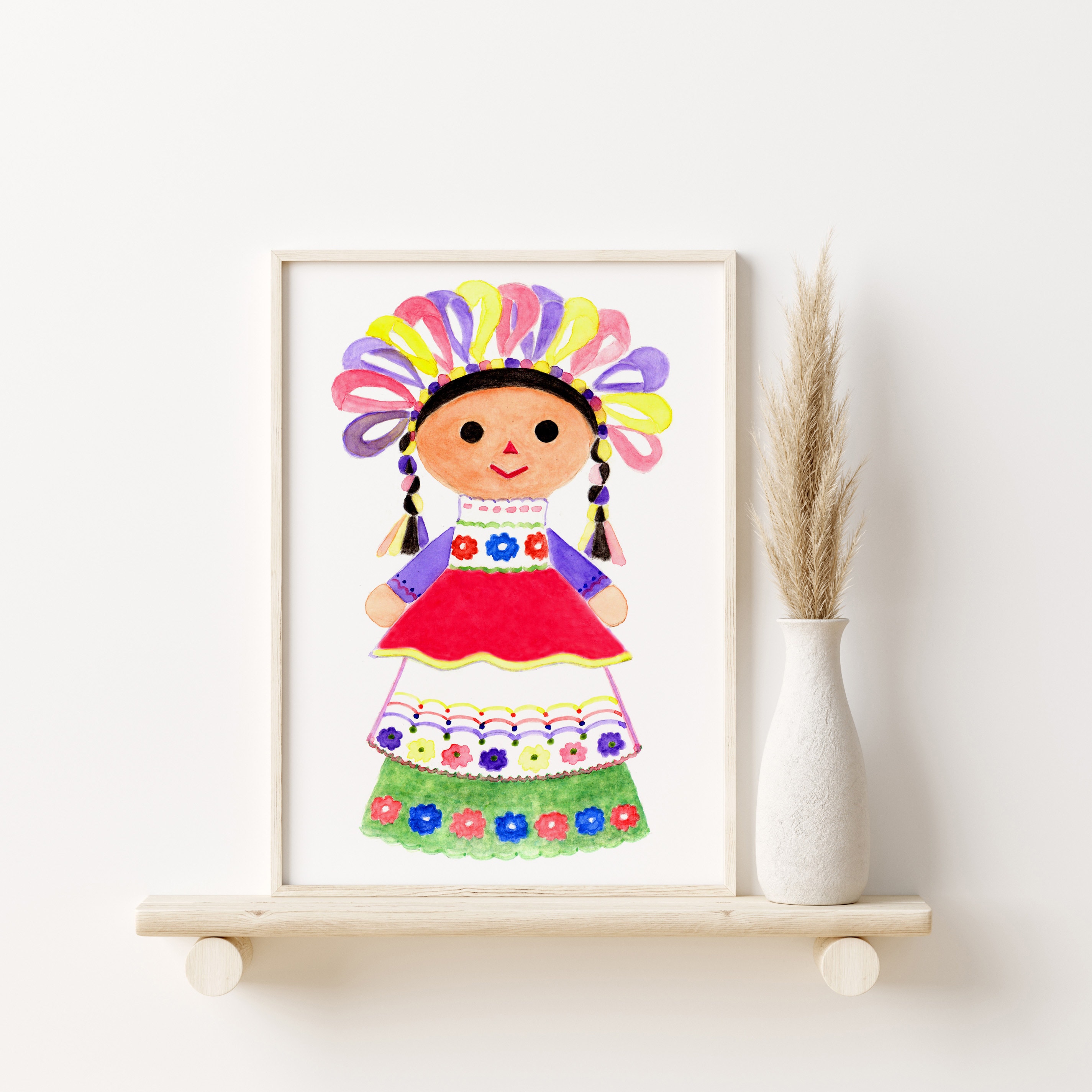 Mexican Lele Printable Painting, Muneca Mexicana Impresion Digital ...