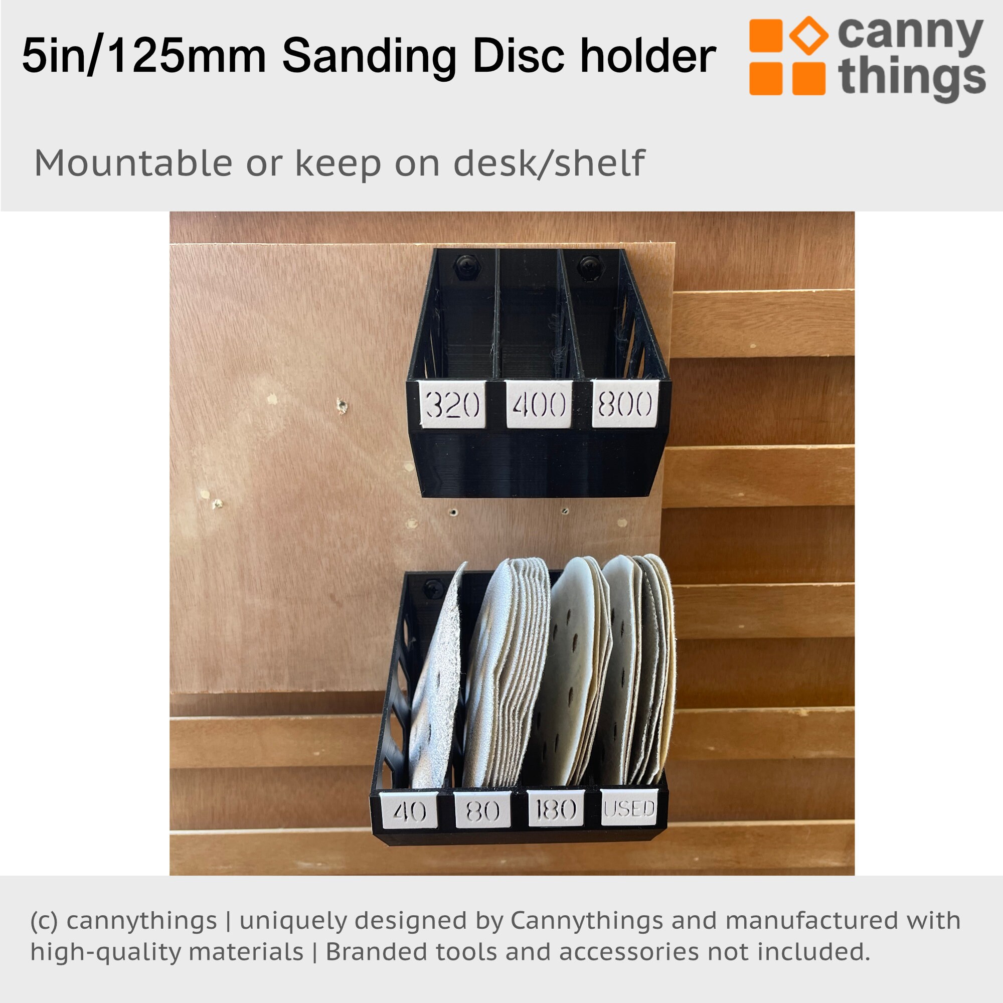 5in/125mm Sanding Disc Holder - Mount or Bench - Insertable Labels - Etsy