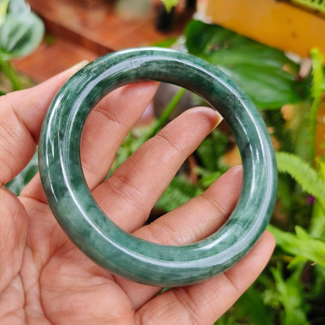 Natural Jade Bangle Green Authentic Burmese Candle Texture - Etsy
