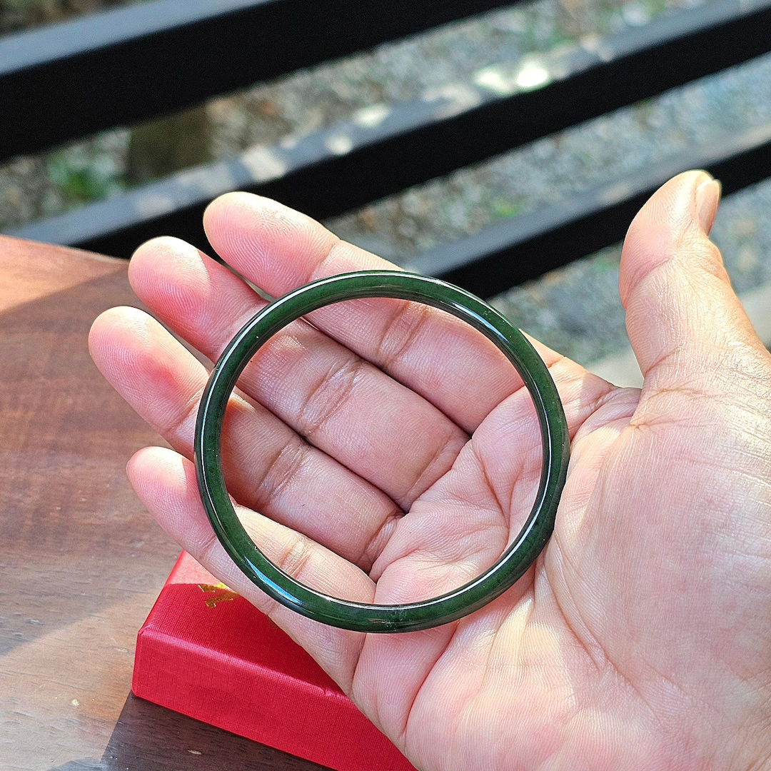 High Quality Jade Nephrite Jade Bangle Dark Green Candle - Etsy