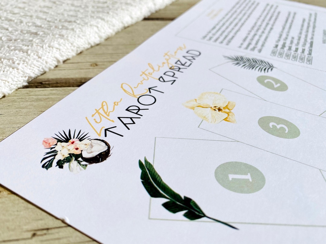 Litha Tarot Spread | Watercolor Summer Self-reflection Sheet | Wicca ...