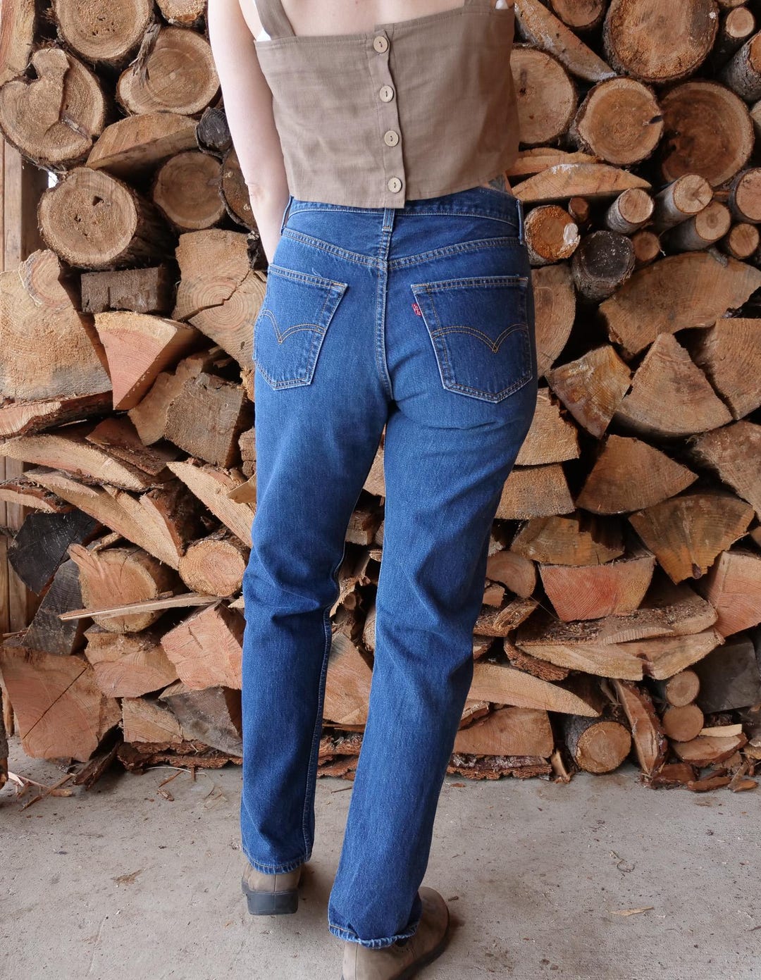 Vintage 1990s Levi's 501 Jeans Size M Made for Women Dark Blue Denim Wash High Rise Button Fly ...