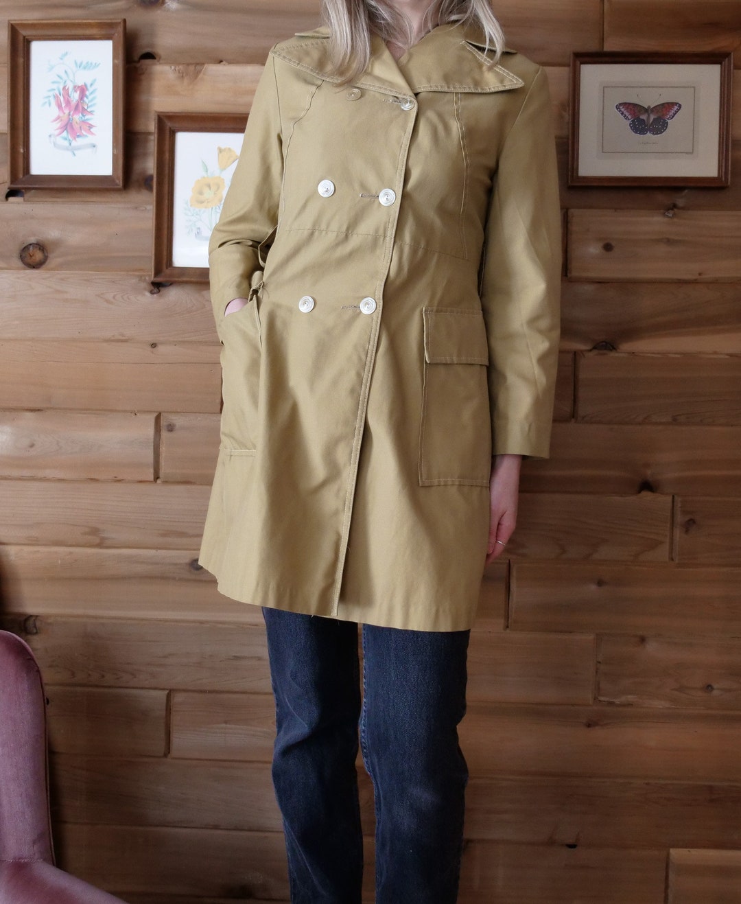 Vintage 1970s Jacket Women's S Lightweight Spring Summer Jacket Camel ...