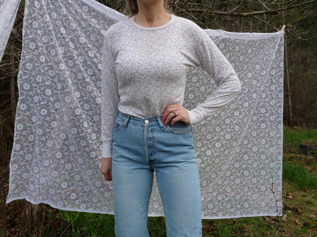 Vintage 90s Cottagecore Wool Blend Top: Fitted Long Sleeve - Etsy