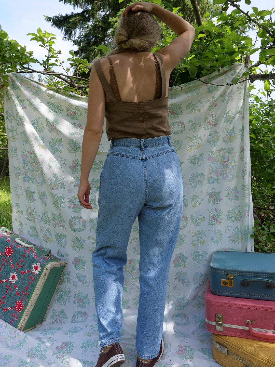 Vintage LEE Jeans Women's M L 30 Retro High Waisted 1980s Pleated Yoke ...