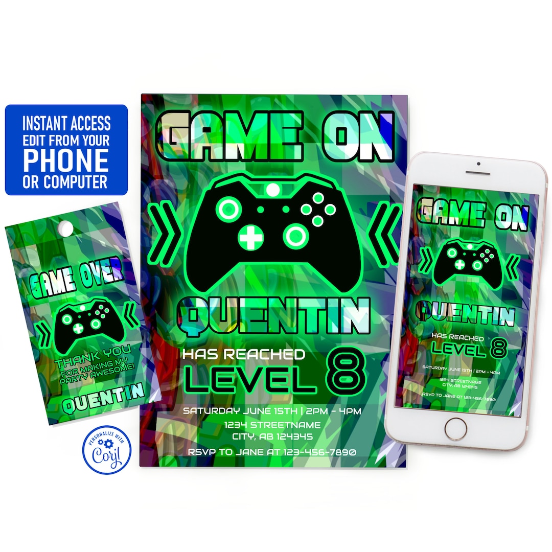 Editable Game Night Invitation Template, Gaming Time Invite, Game on ...