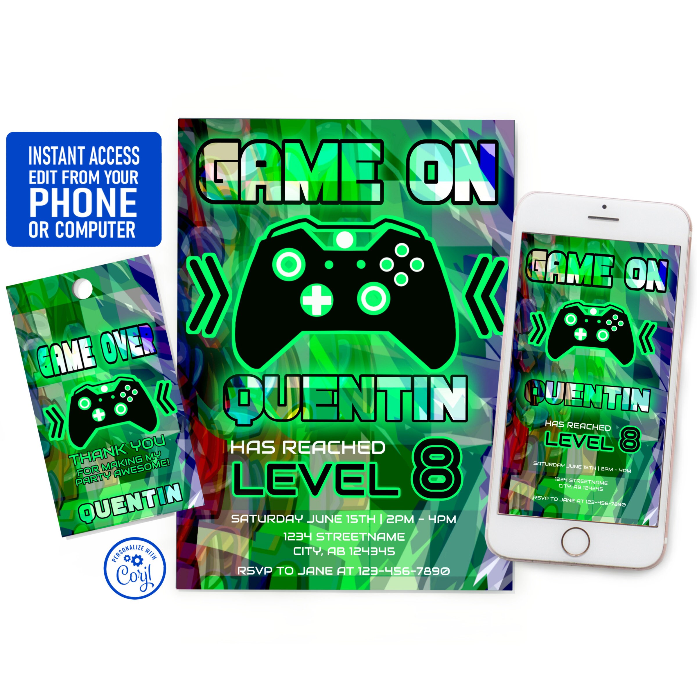 Editable Game Night Invitation Template, Gaming Time Invite, Game on ...