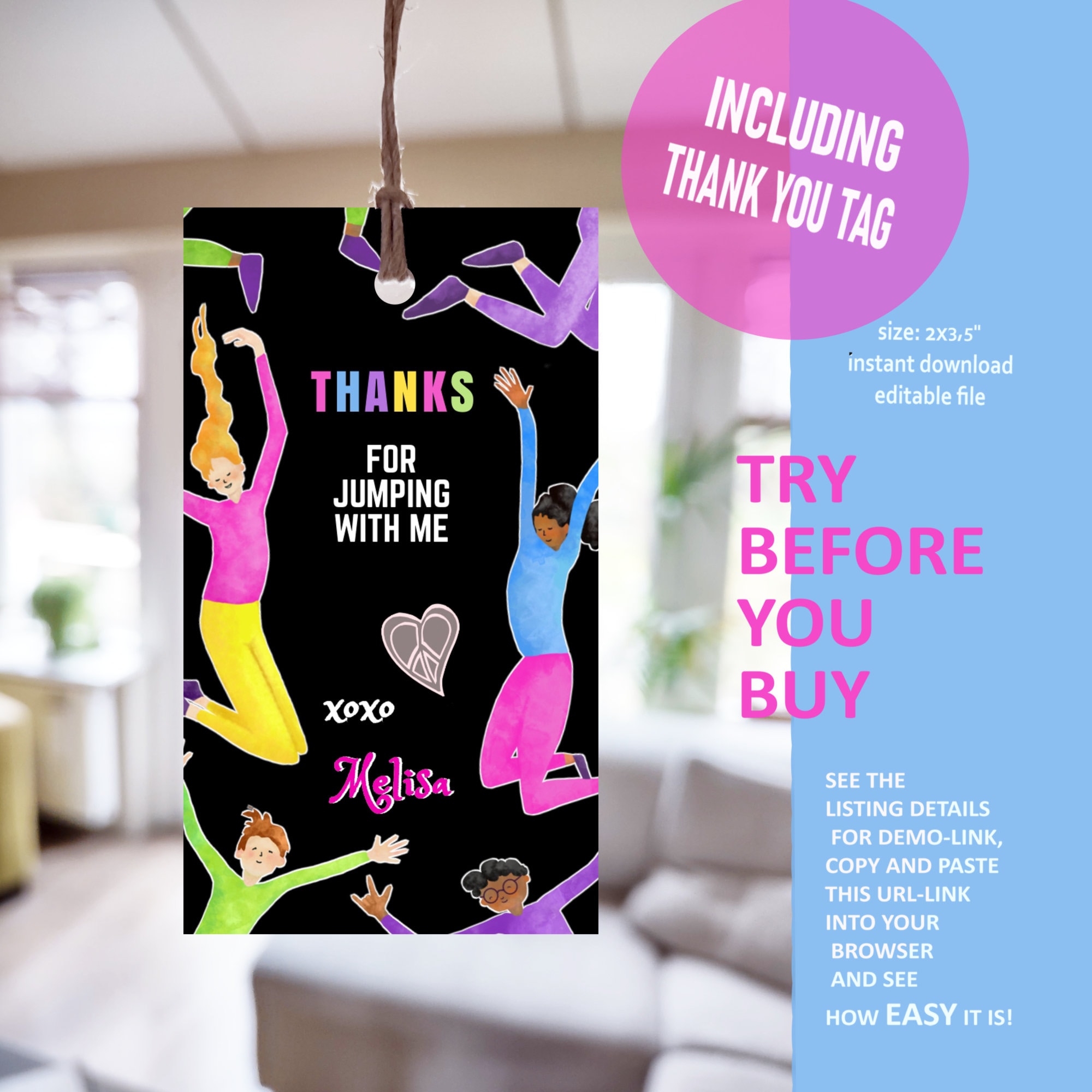 Editable Jump Party Invitation Trampoline Park Birthday Invitation ...