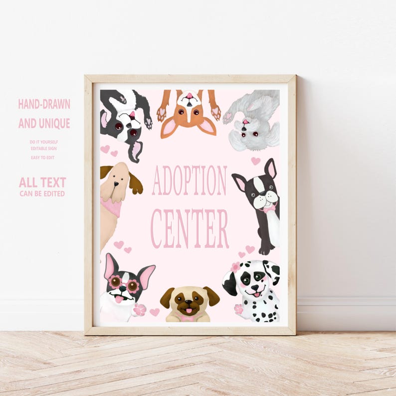 Adopt A Puppy Certificate Printable Puppy Birthday Party Sign Editable ...