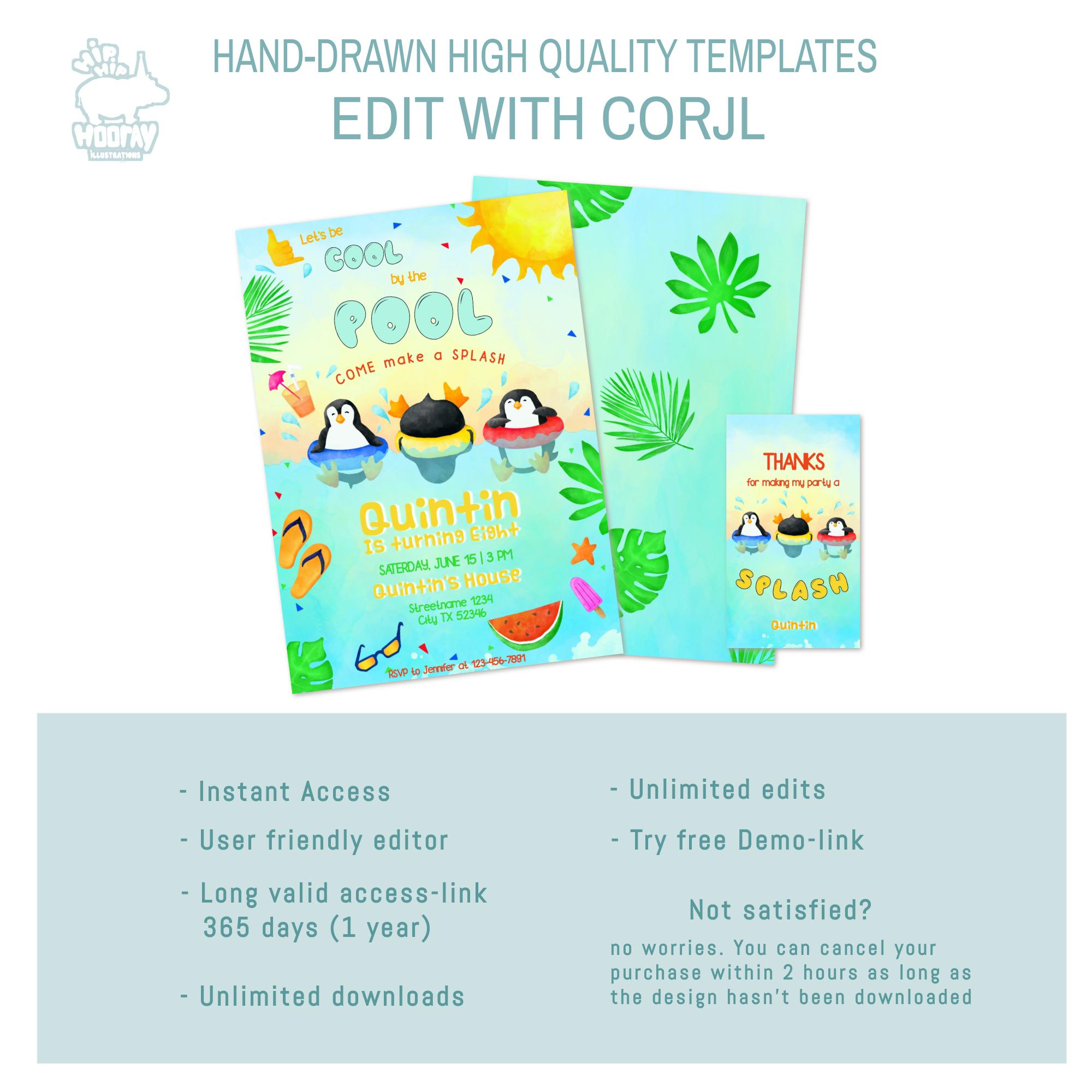 Birthday Pool Party Invitation Boy, Swimming Party Invitation, Funny ...