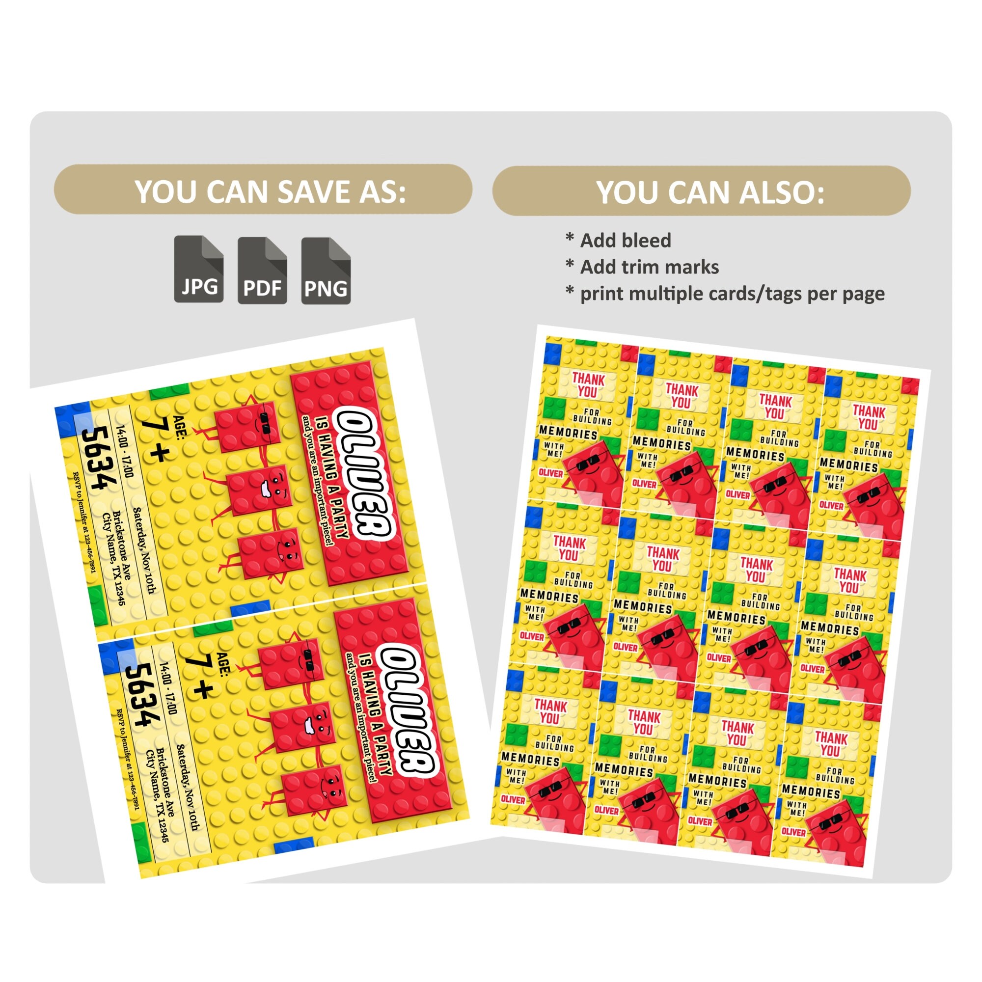 Building Blocks Birthday Invitation, Bricks Invite, Brick Party Invite ...