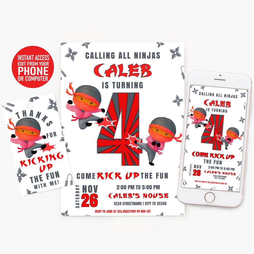 Calling All Ninjas Birthday Party Invitation African American Ninjas ...