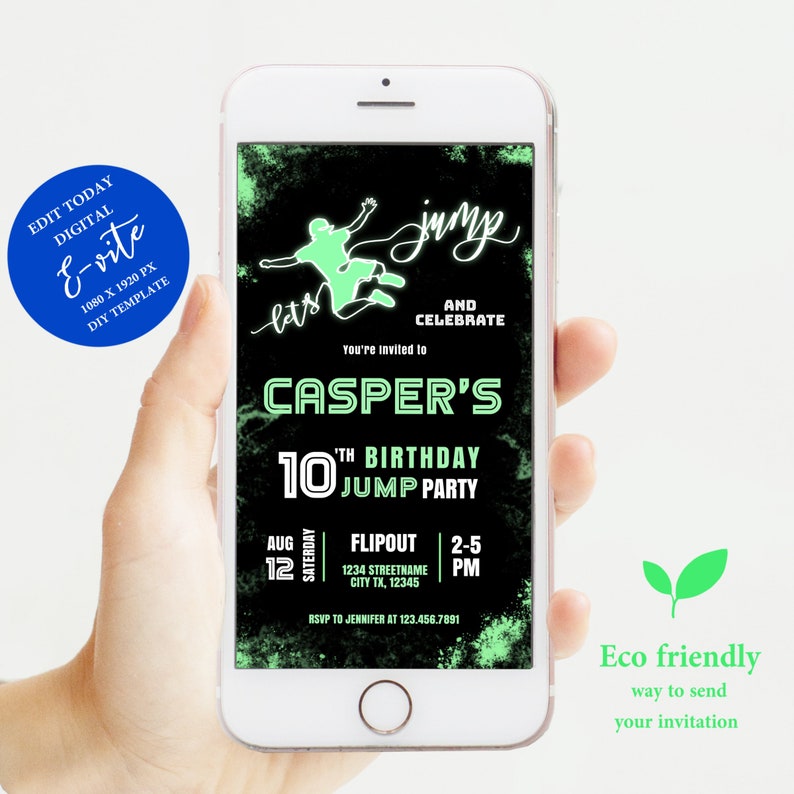 Trampoline Park Birthday Invitation Editable Template Lets Jump Invite ...