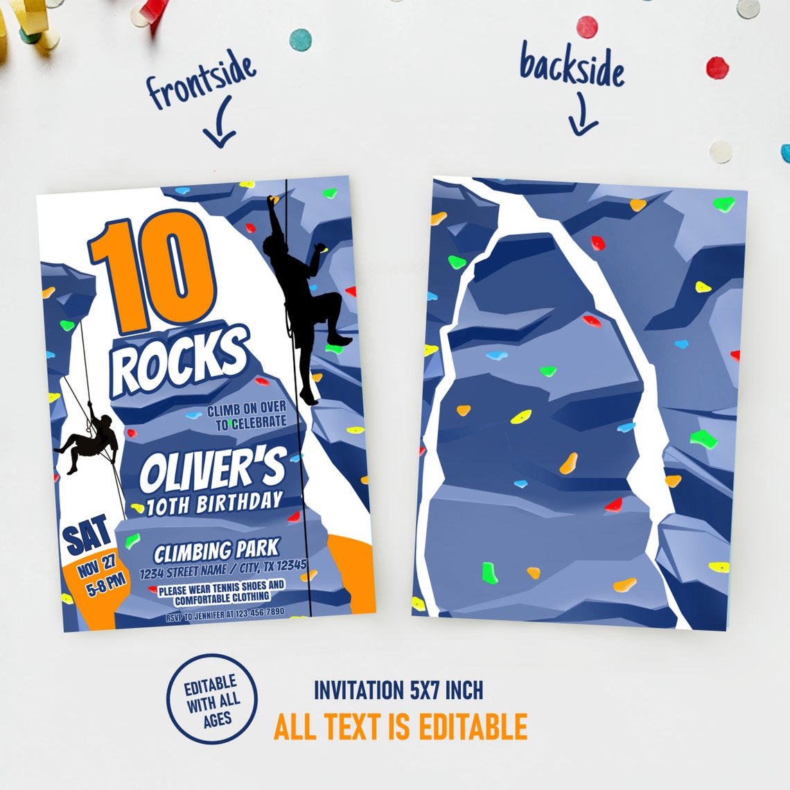 Rock Climbing Birthday Invitation, Boys Climber Invite, Editable With ...