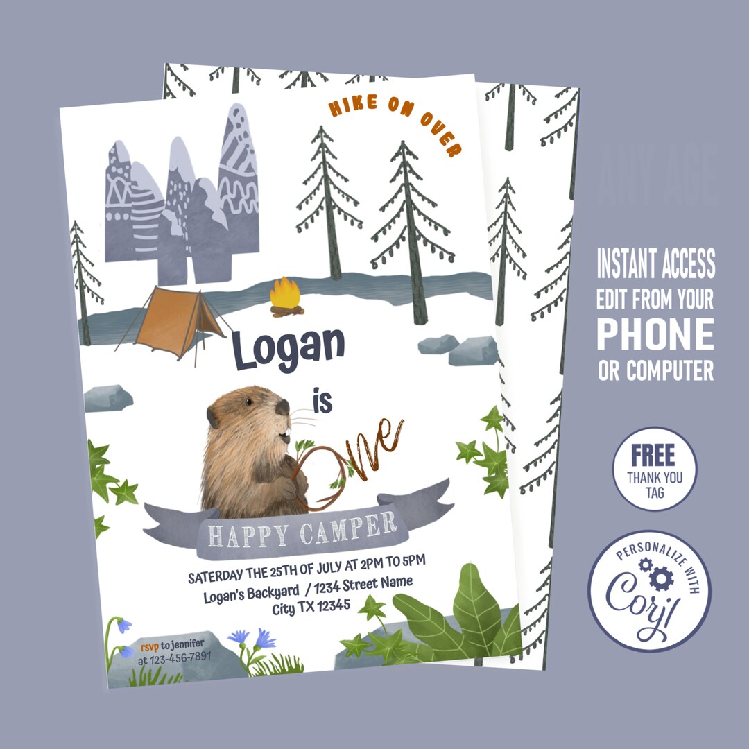 One Happy Camper Birthday Invitation, Wild One First Birthday ...