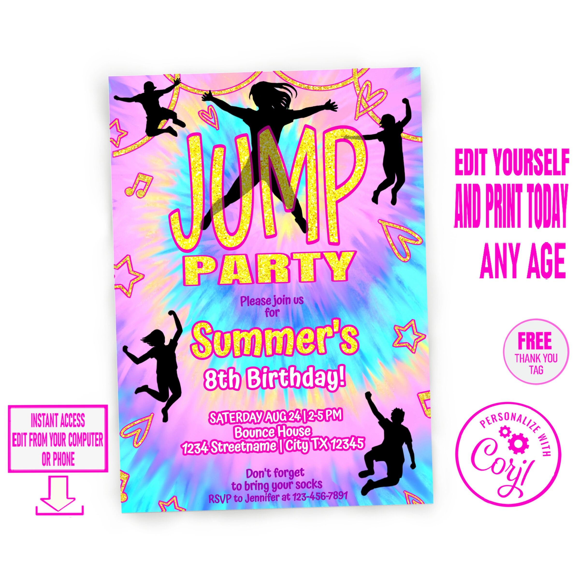 Trampoline Park Birthday Invitation, Urban Air Invitation, Bounce House ...